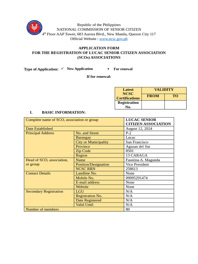 Applicationform Registrationofseniorcitizen | PDF