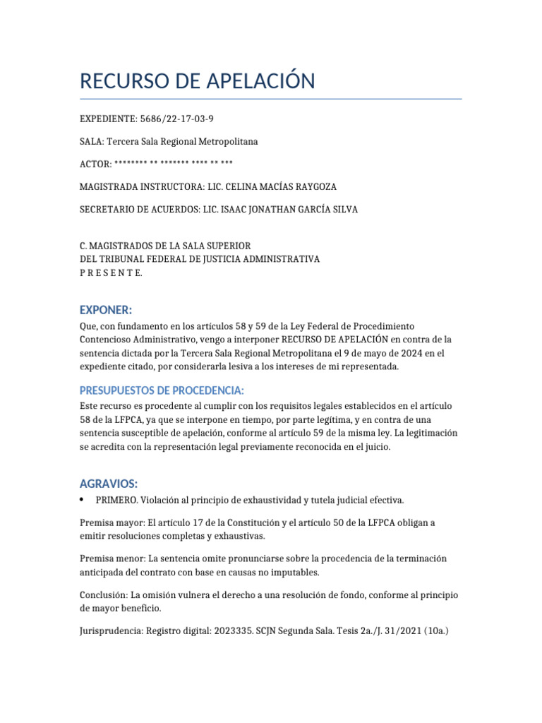 Recurso de Apelación Adaptado | PDF | Apelación | Caso de ley