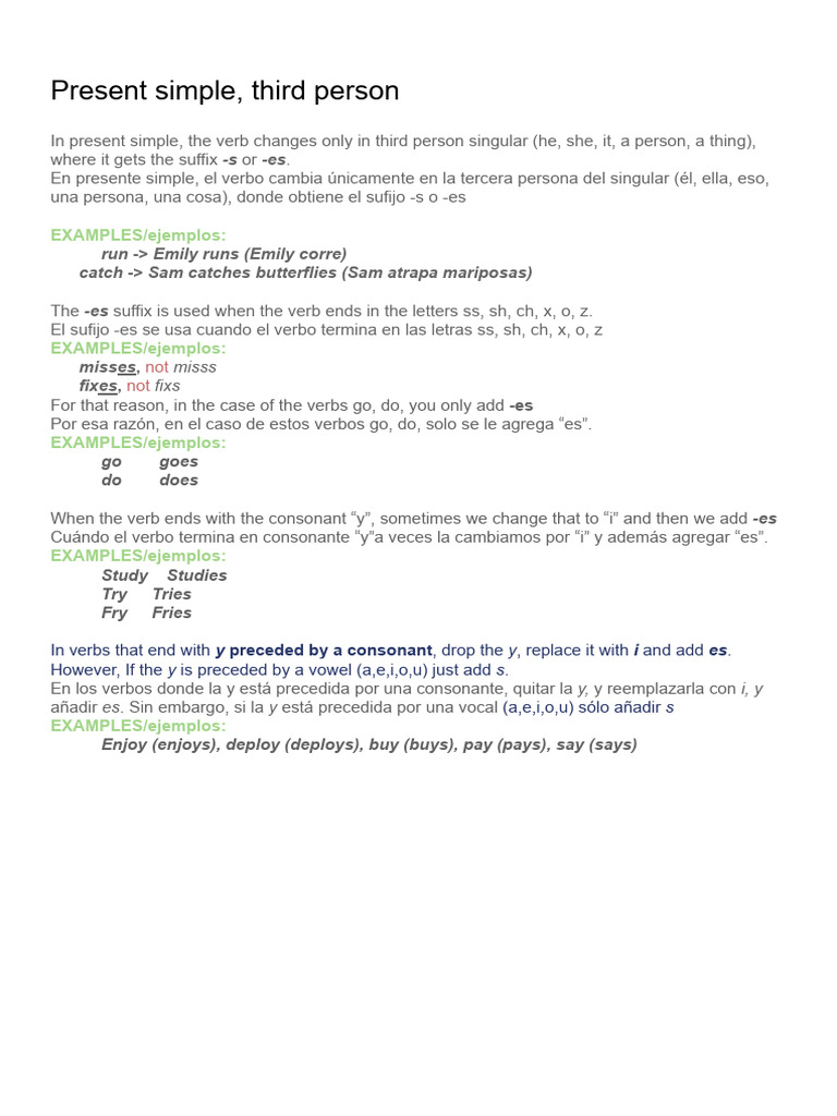 Simple Present Third Person | PDF