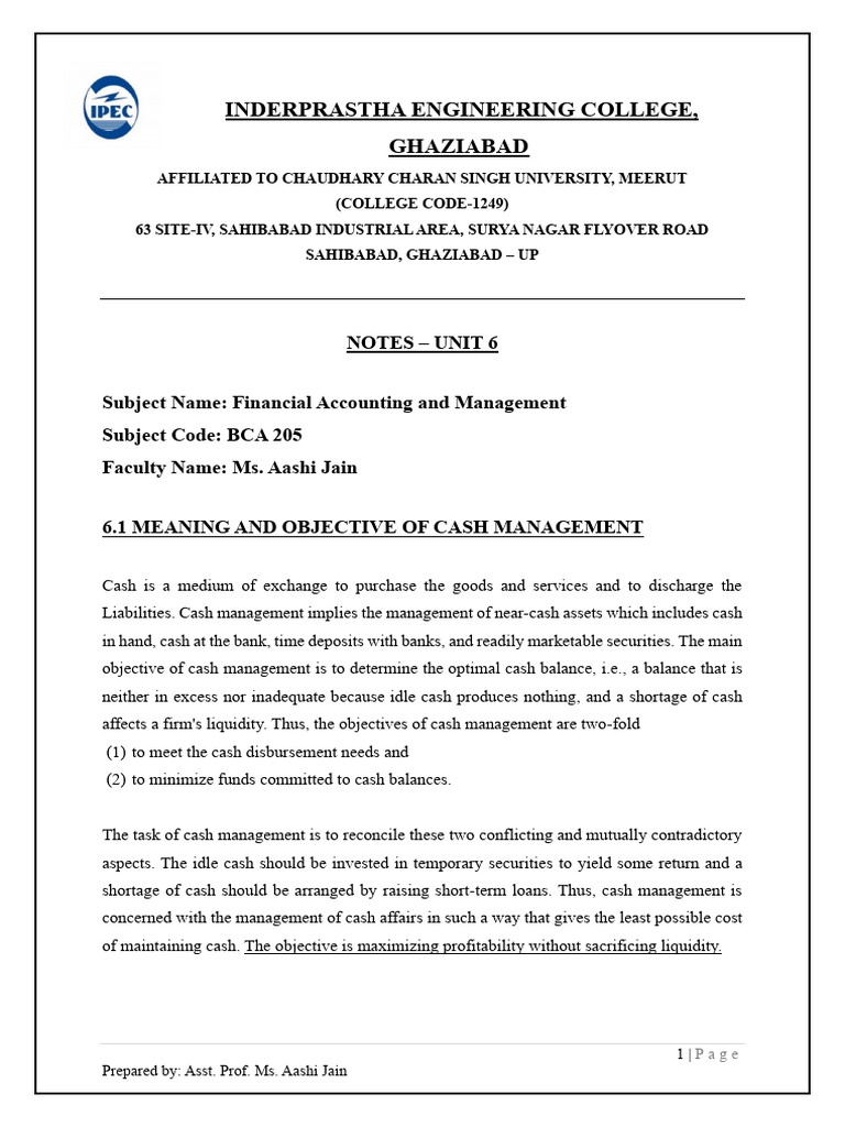 Cash Management Strategies in Finance | PDF | Inventory | Credit