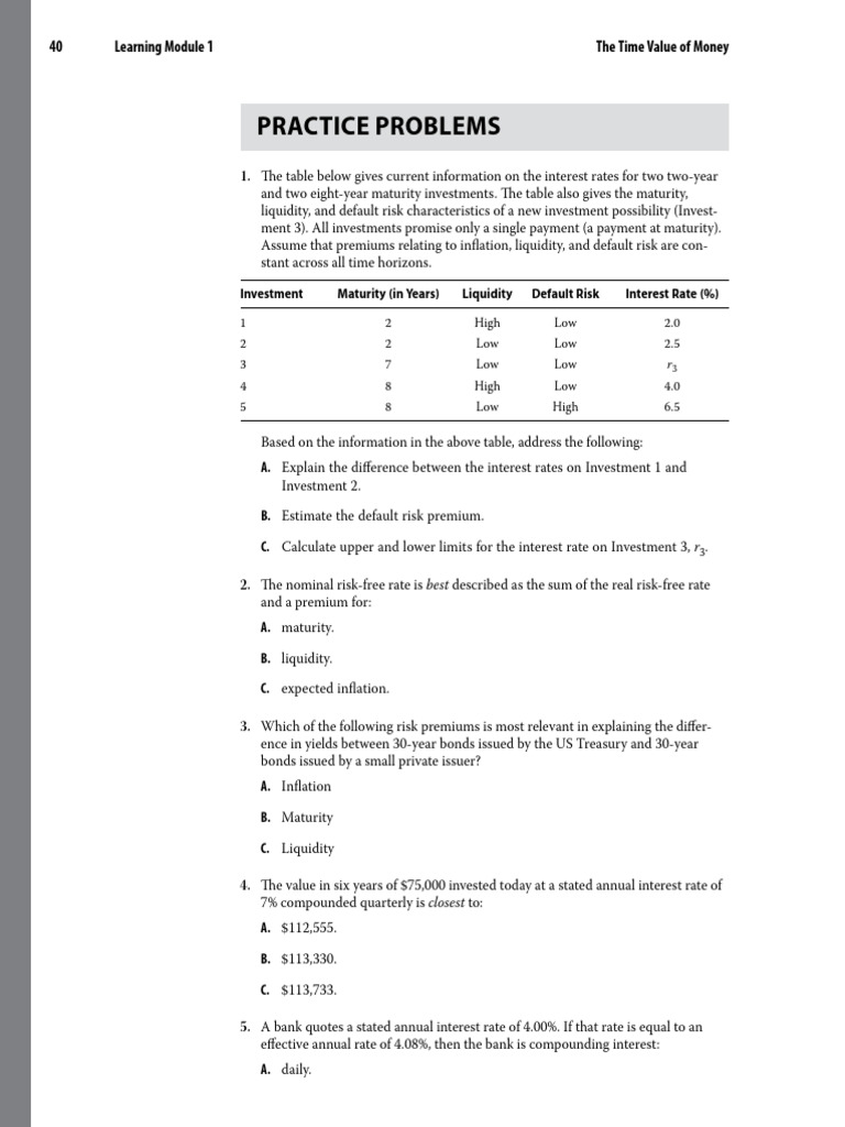 l1 - Practice Problem | PDF | Present Value | Interest