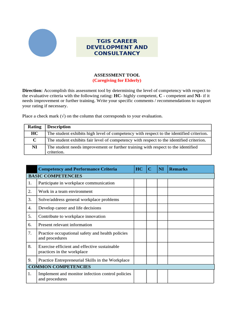 Assessment Tool - Caregiving Adult 1 | PDF | Caregiver | Health Care
