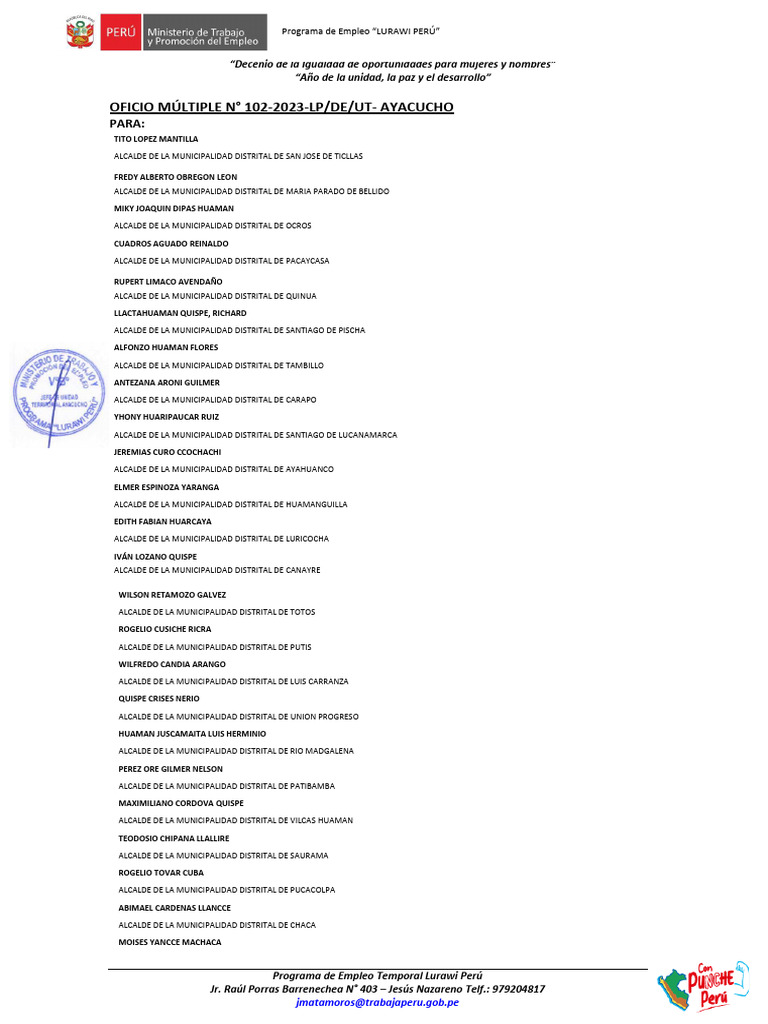 OFICIO MÚLTIPLE #102-2023, Entrega de Constancias de Participación Del Participante de Las AII ...