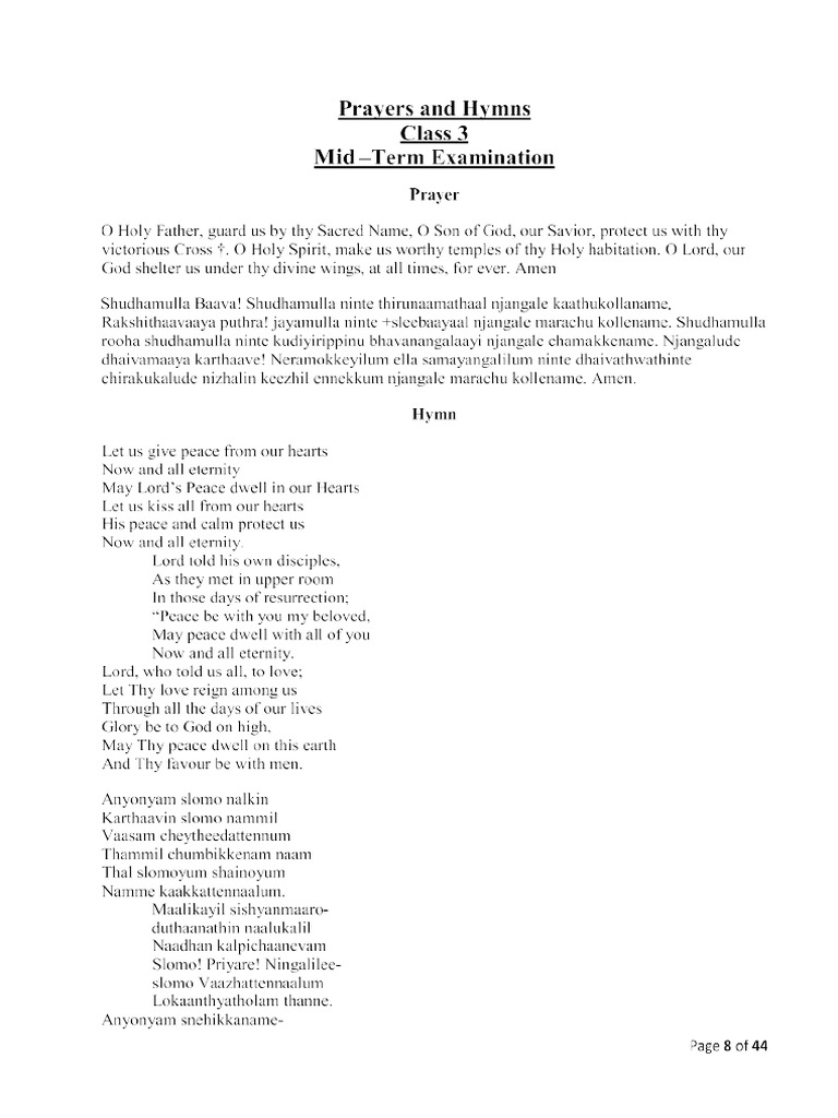 Prayers & Hymns Class 3 | PDF
