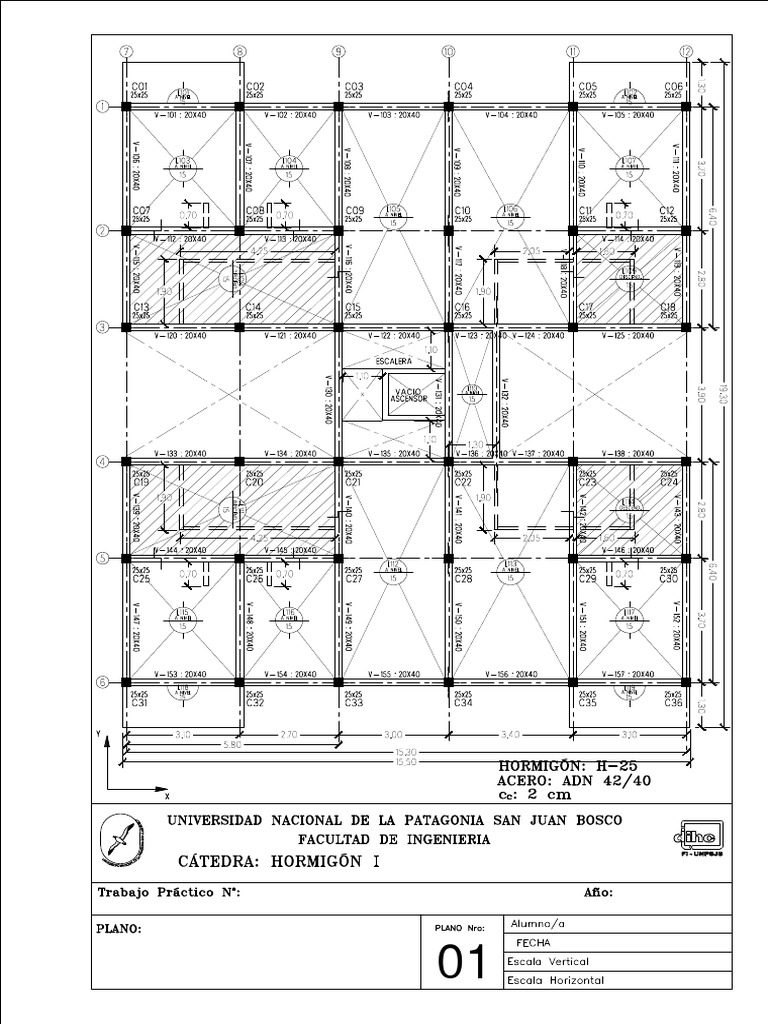 Planta Estructural Ejercicio 1-Plano 01 | PDF