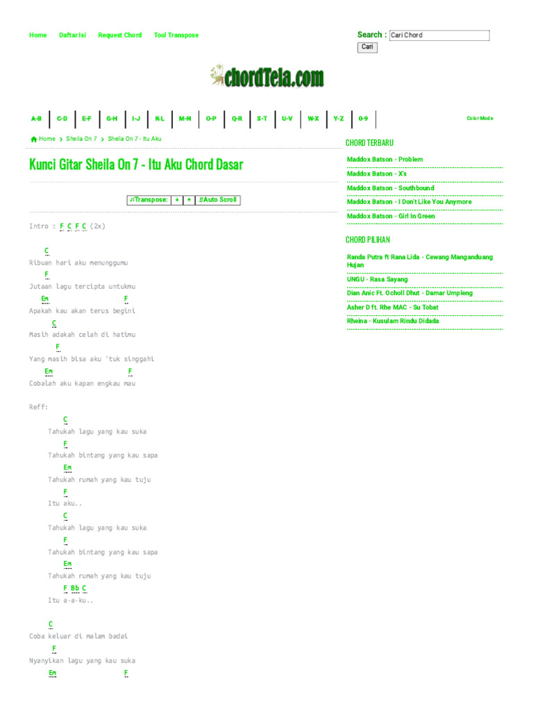 Kunci Gitar Sheila On 7 - Itu Aku Chord Dasar © | PDF