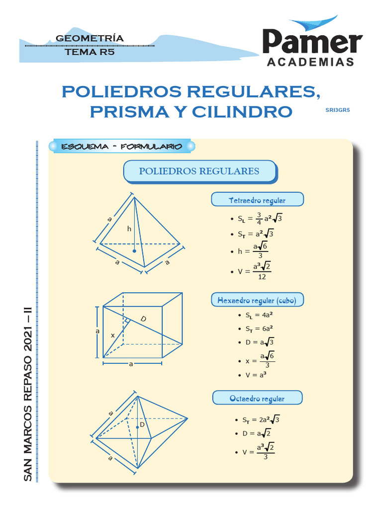 G - R5 - Poliedros Regulares, Prisma y Cilindro | PDF | Triángulo ...
