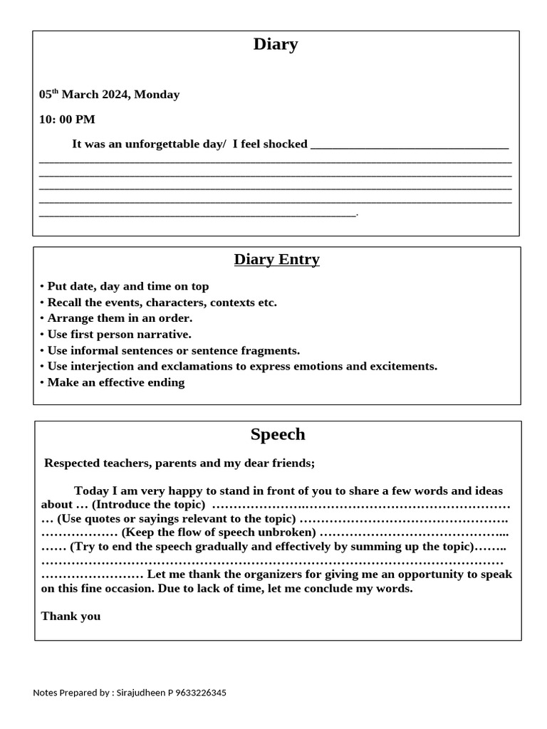 Various Discourse Templates Prepared by Sirajudheen P | PDF