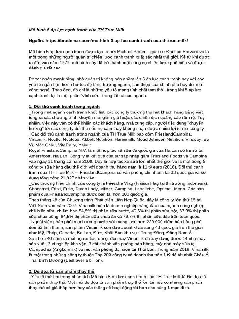 Mô Hình 5 Áp L C C NH Tranh TH True Milk - 1 | PDF