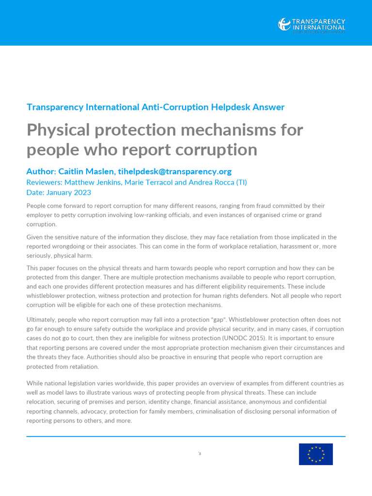 IMP (2023) Physical Protection Mechanisms For People Who Report ...