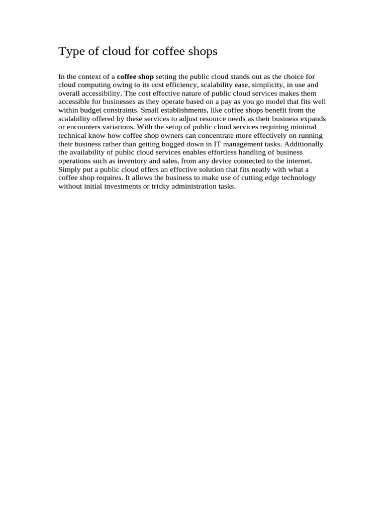 Type of Cloud For Coffee Shops | PDF