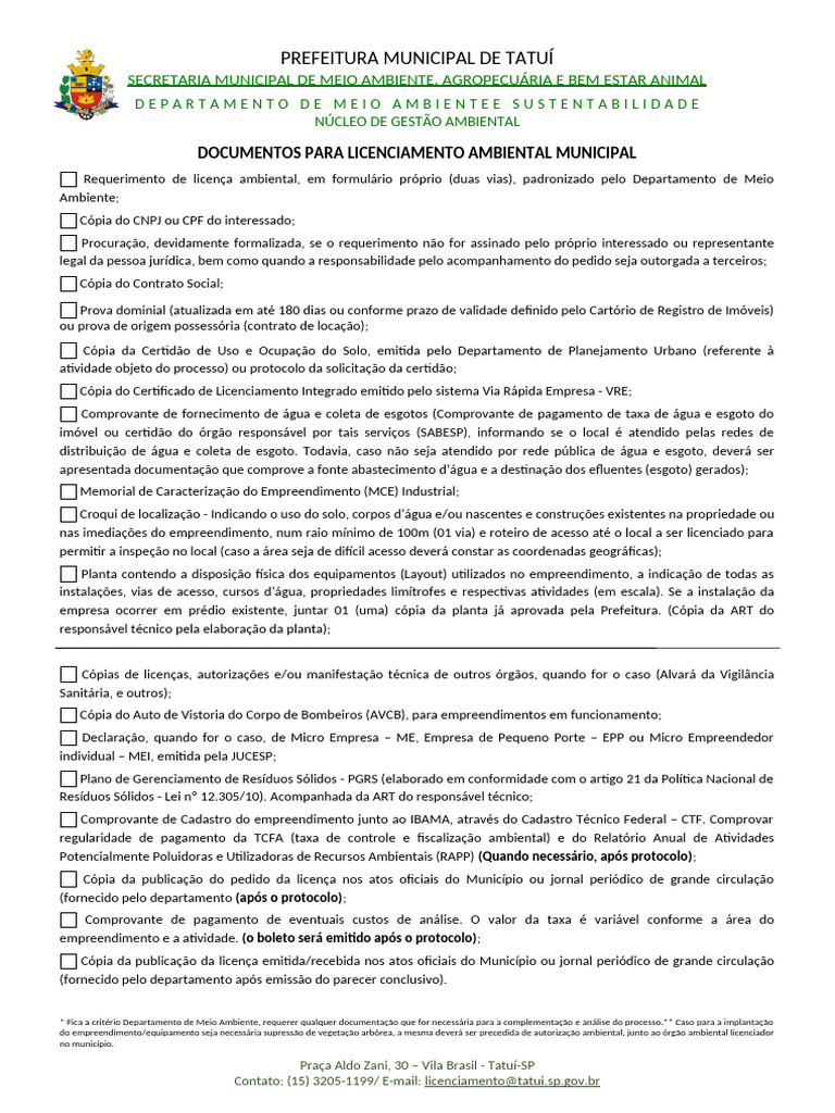 Licenciamento Ambiental - Atividades Industriais (Checklist) | PDF ...