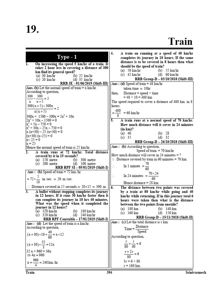 TRain Sums | PDF | Speed | Length