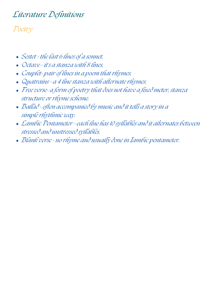 Key Poetry Terms Defined | PDF