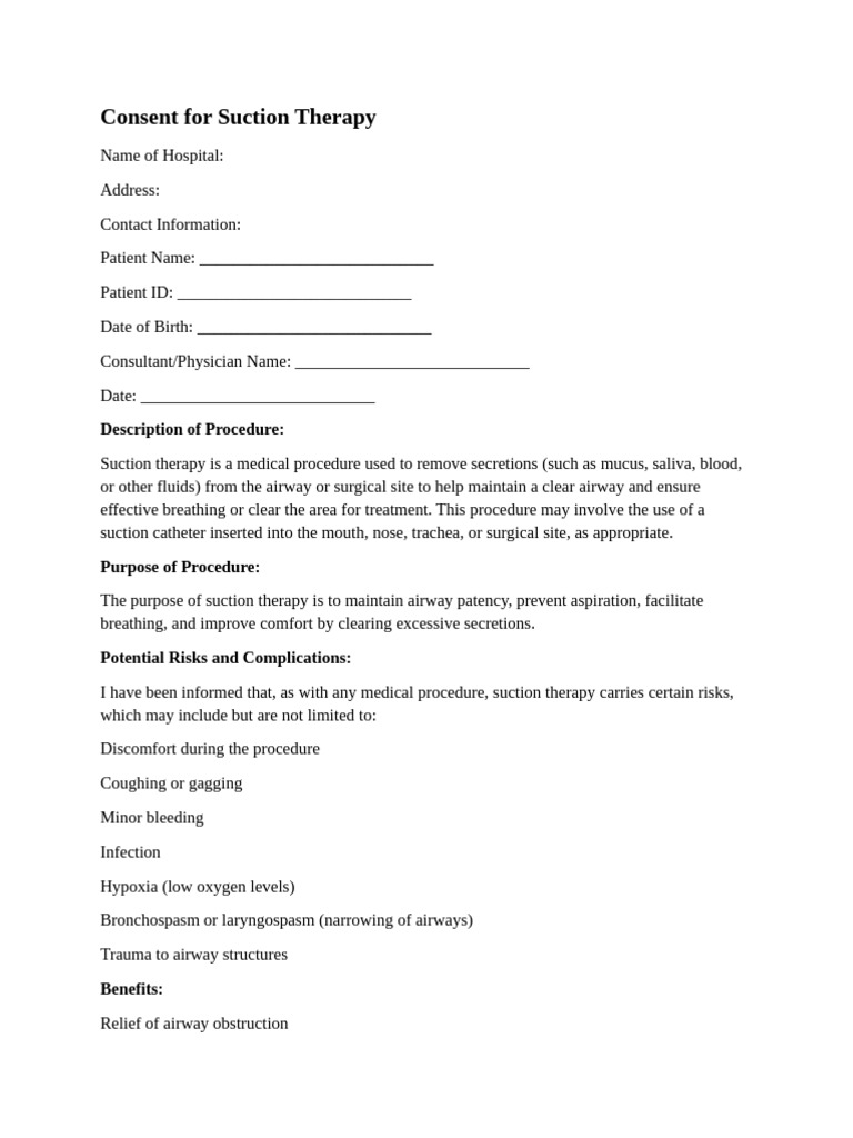 Consent For Suction Therapy | PDF