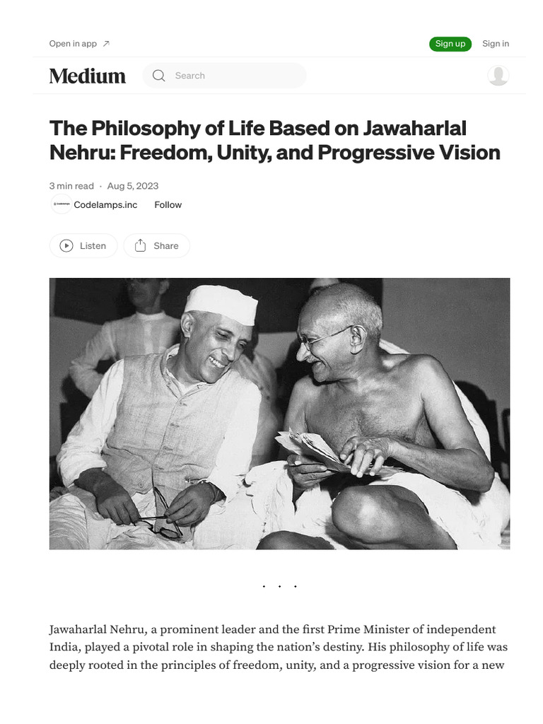 Nehru's Life Philosophy: Freedom & Unity | PDF | Jawaharlal Nehru | Non ...
