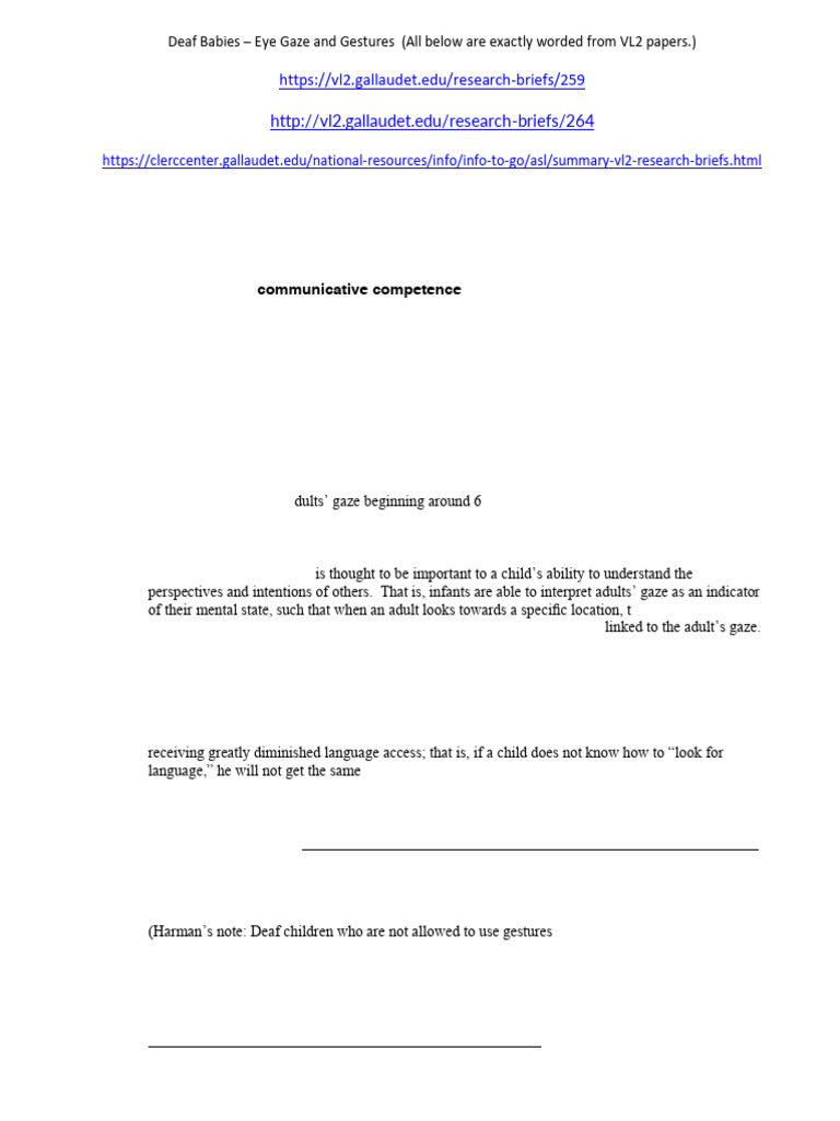 Deaf Babies - Eye Gaze and Gestures - 1 | PDF | Behavioural Sciences ...