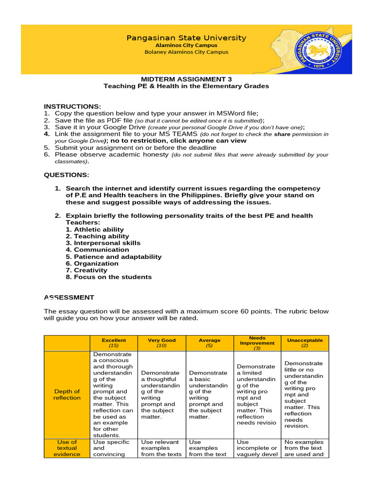 Midterm Assignment 3 in Teaching Pe and Health | PDF | Behavior Modification | Communication