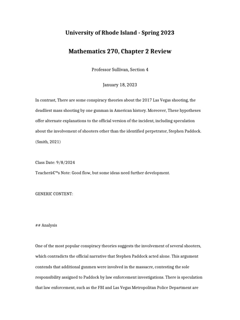 Mathematics 270 Chapter 2 Review | PDF