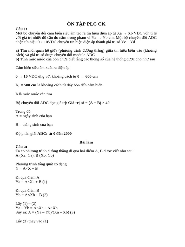 ÔN TẬP PLC CK | PDF