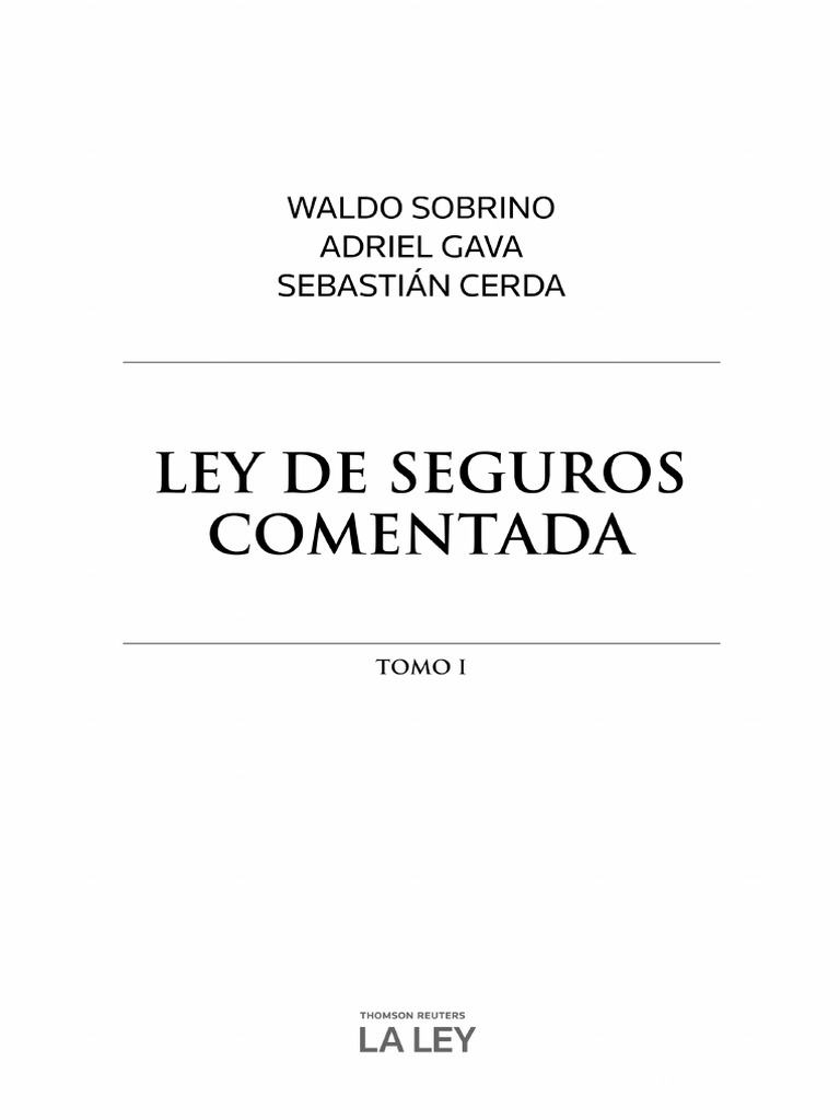 01-015039 Ley de Seguros Comentada - Sobrino - Indice 1 | PDF | Póliza de seguros | Derecho privado