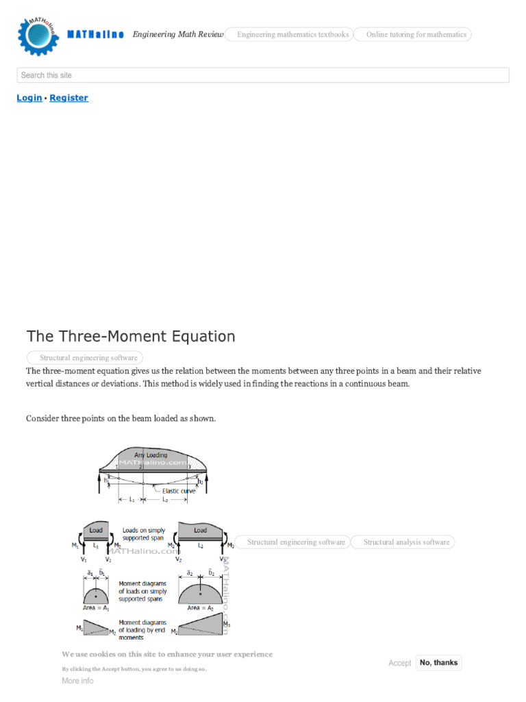 The Three-Moment Equation - Strength of Materials Review at MATHalino | PDF