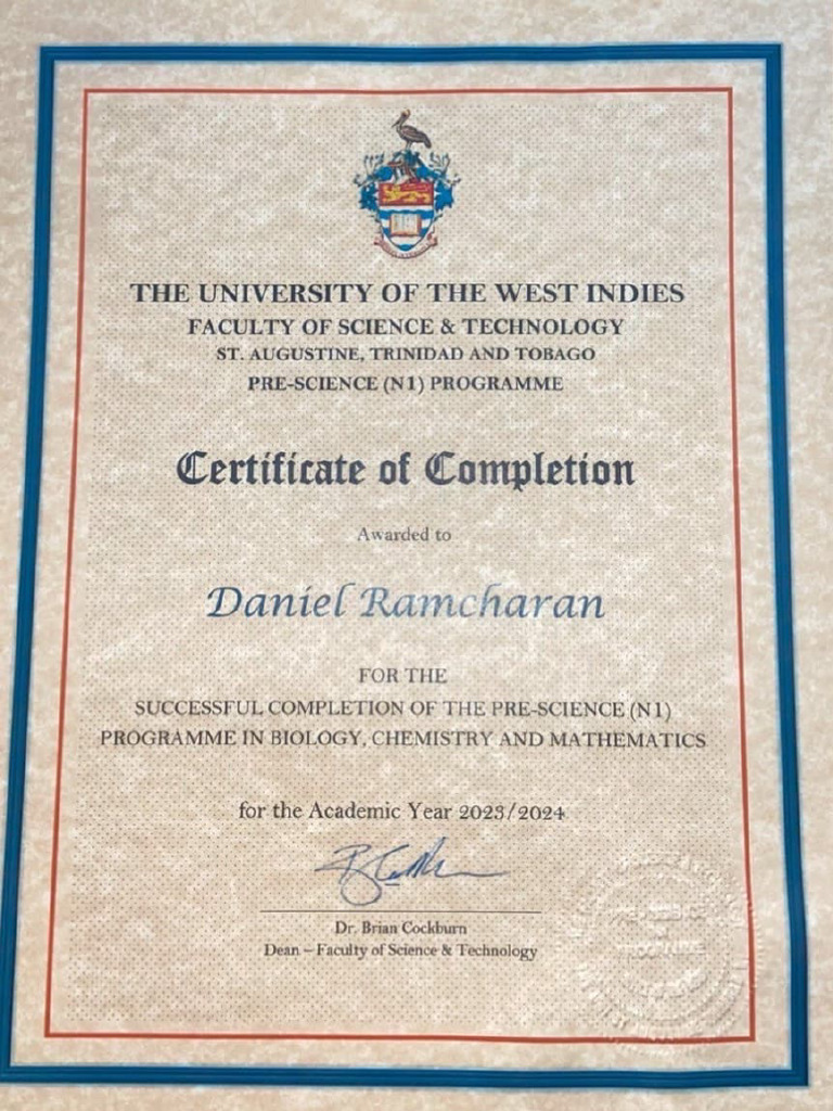 University of The West Indies Certificate | PDF