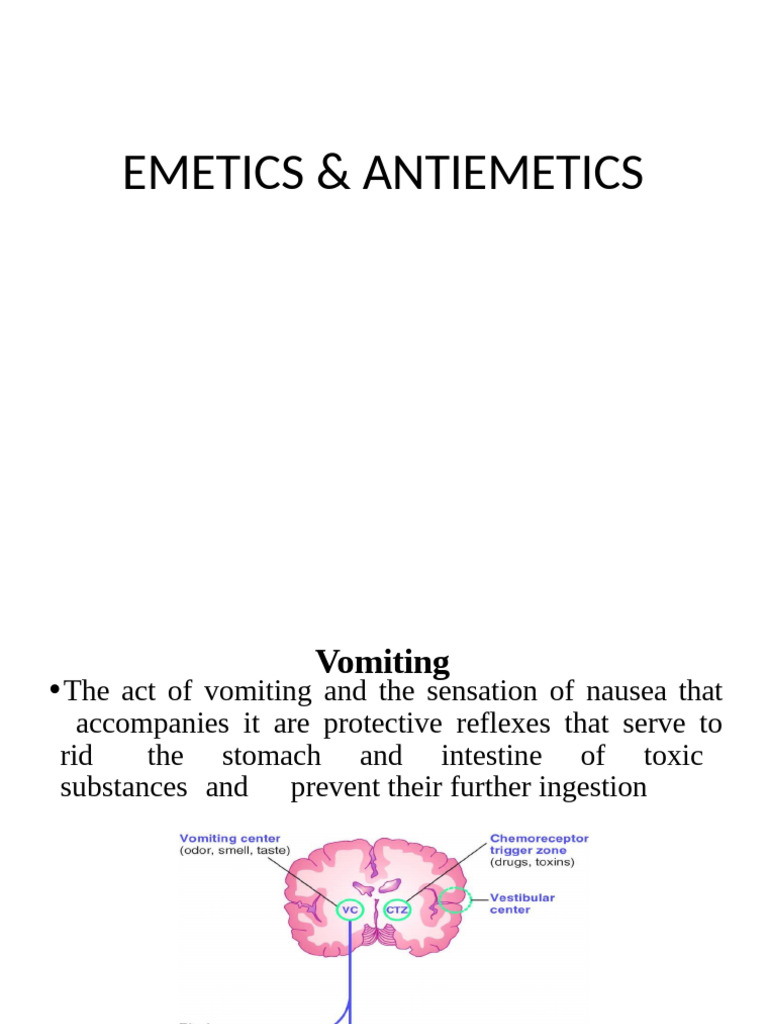 Emetics Classification and Uses | PDF | Vomiting | Nausea