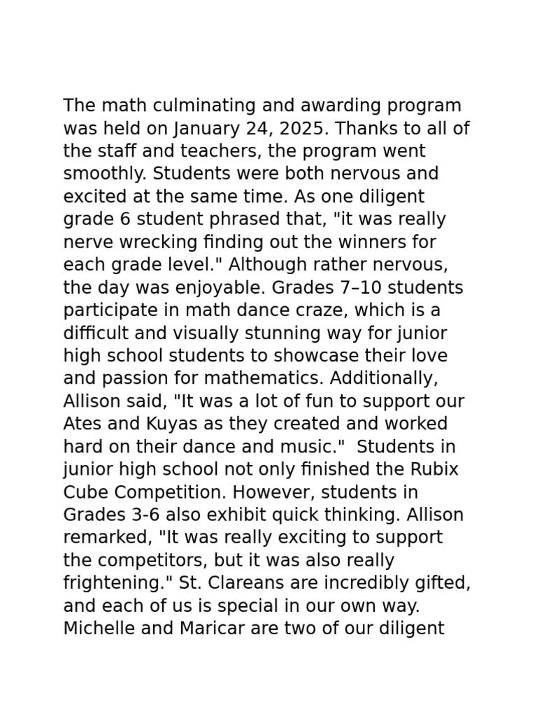 The math culminating | PDF
