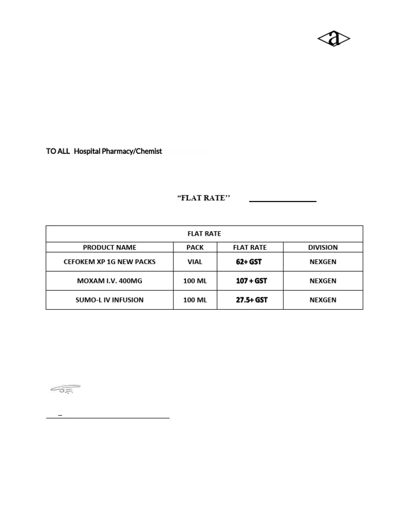 Sumol IV Infusion Pricing Announcement | PDF
