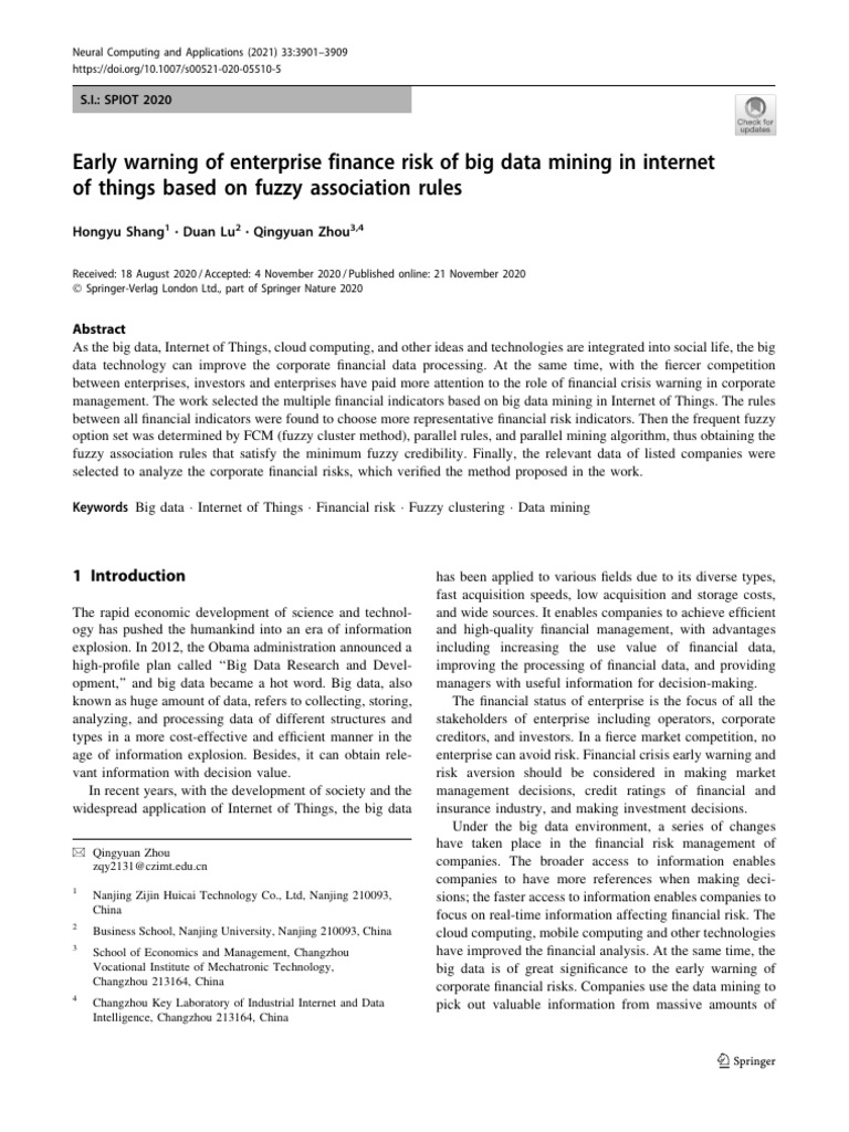 Early Warning of Enterprise Finance Risk of Big Data Mining in Internet ...