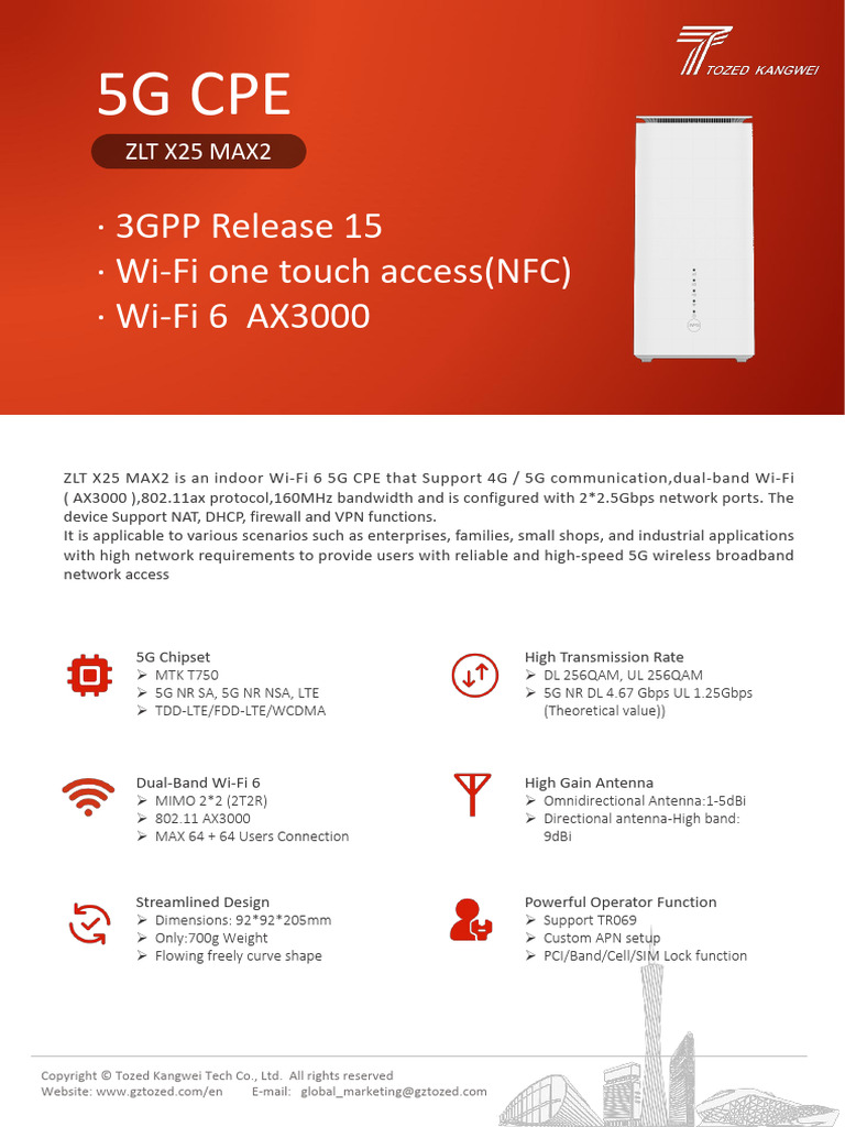 ZLT x25 Max2 Spec - Version - v2.1 - 20240930 | PDF | Wi Fi | Ieee 802.11