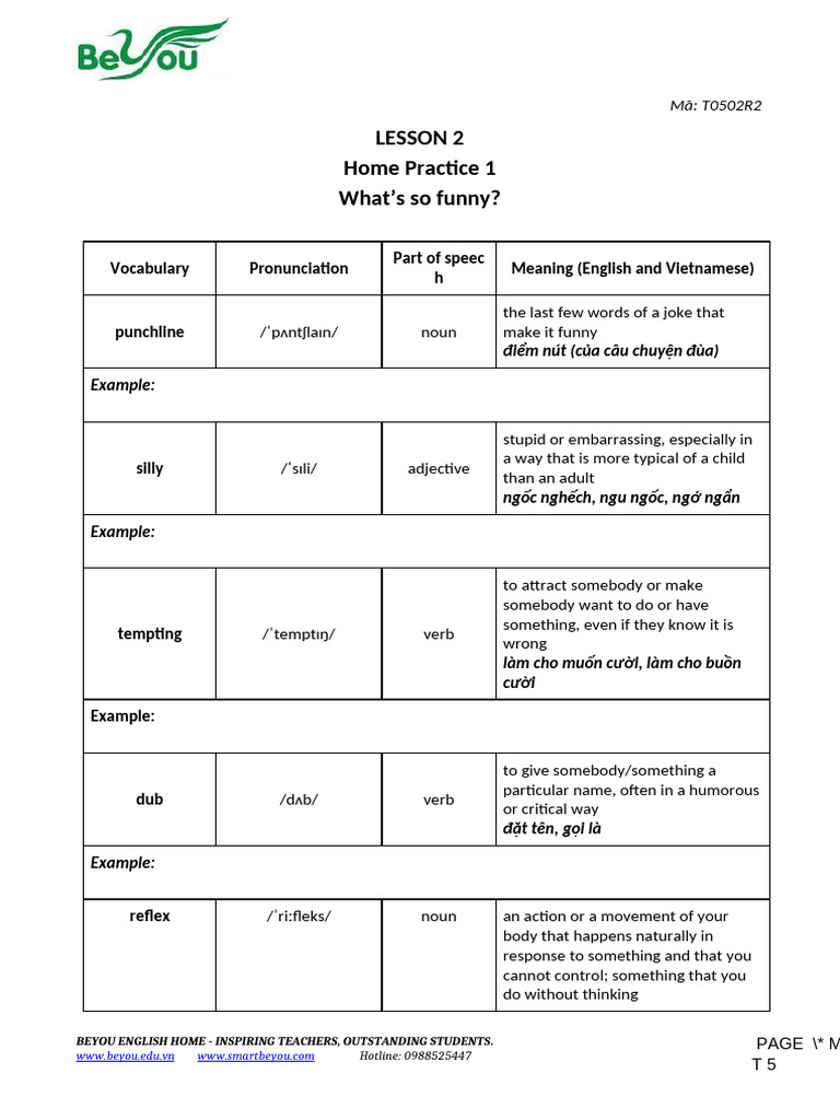 RO2 - Lesson 13 - Home Practice 1 | PDF | Adjective | Verb