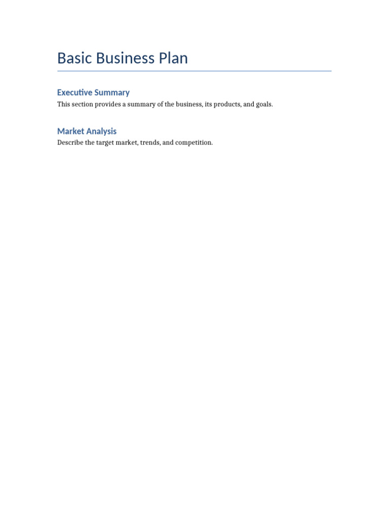 Basic Business Plan Template | PDF