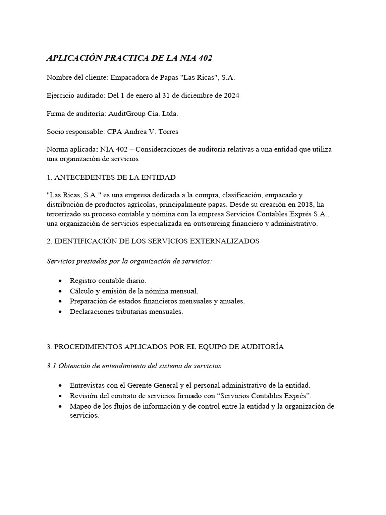 Apli Prac Nia 402 | PDF | Contralor | Auditoría