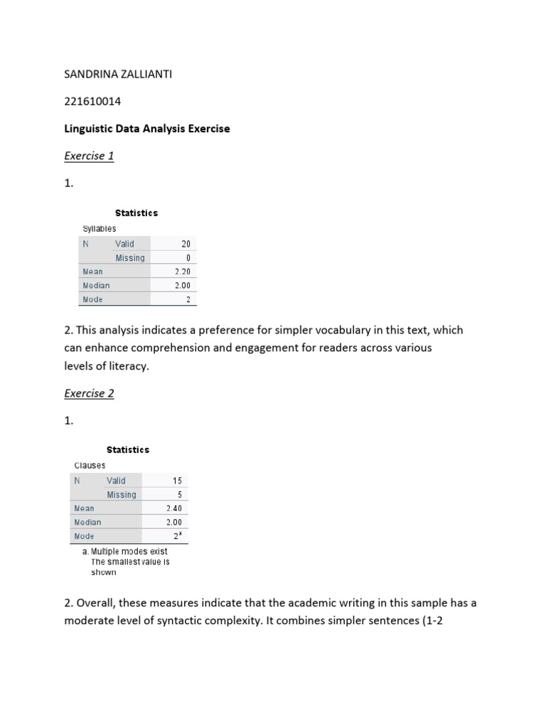 Sandrina Linguistic Data Analysis Exercises | PDF | Language Acquisition | Phoneme