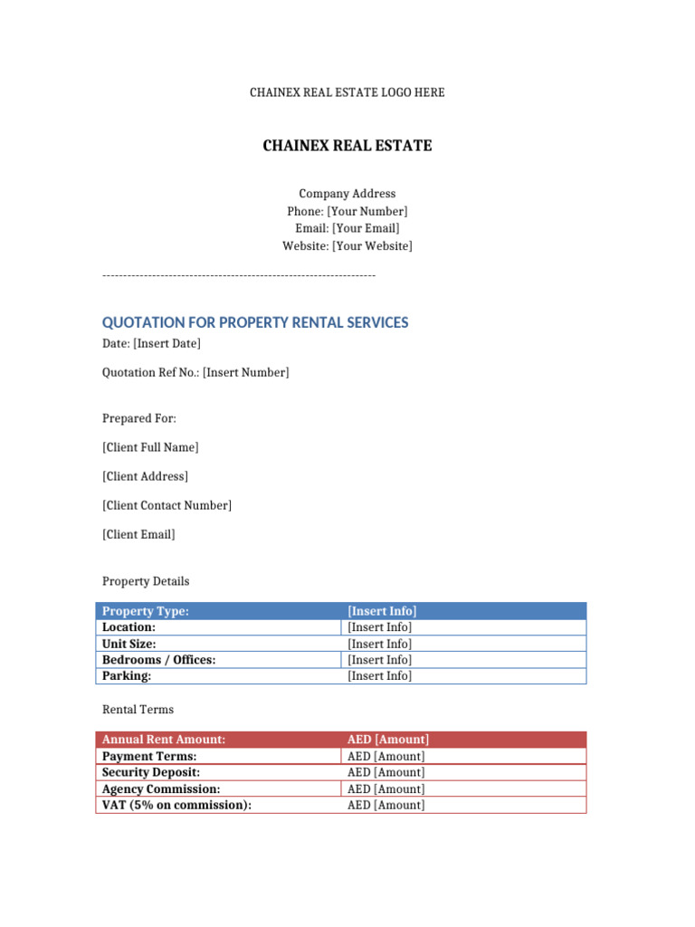 Chainex Real Estate Quotation | PDF