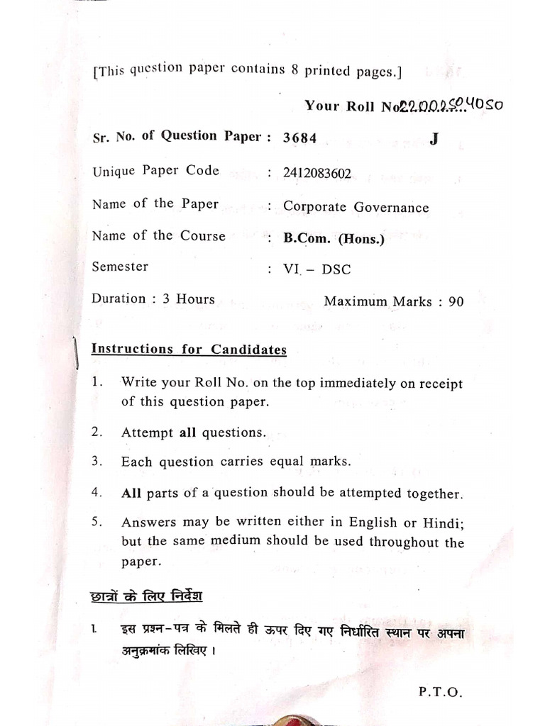 Corporate Governance Ques Paper May 2025 | PDF