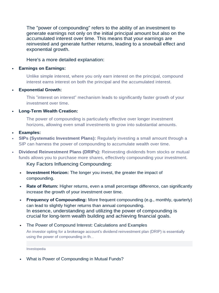Power of Compounding | PDF | Investing | Interest