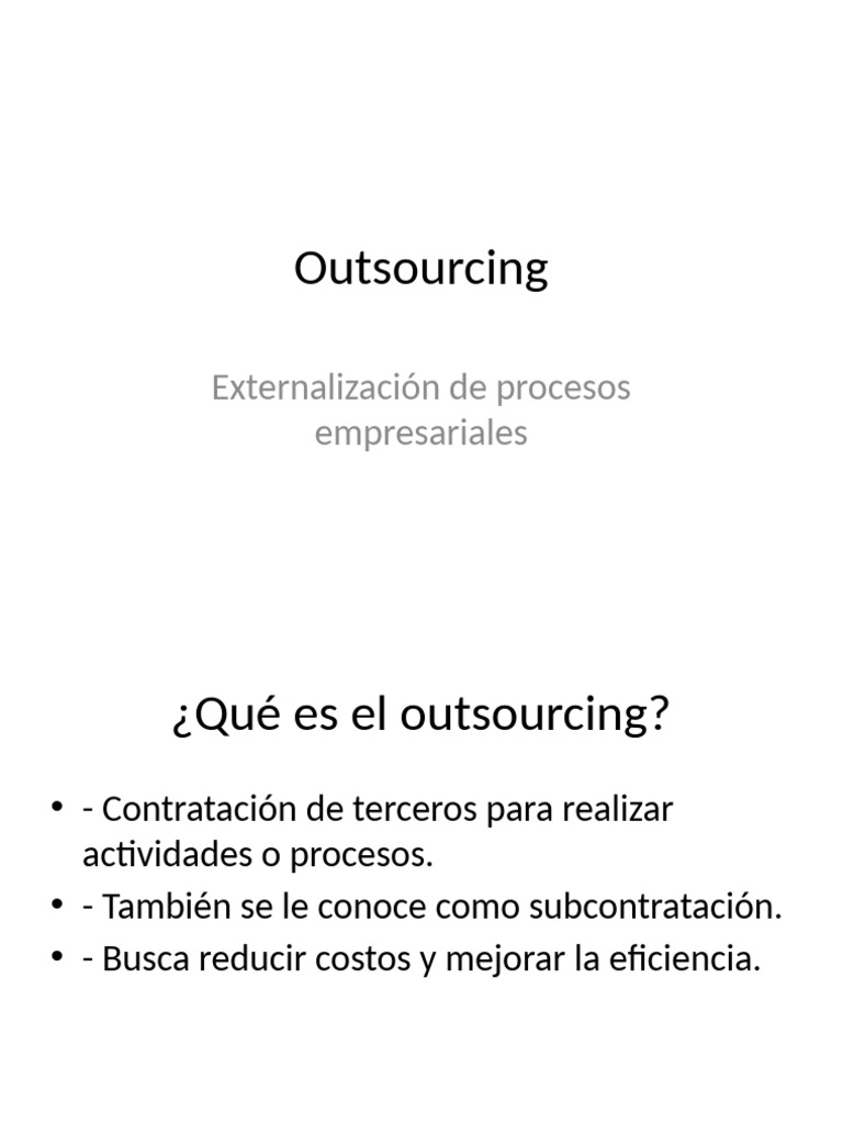 Presentación Outsourcing | PDF