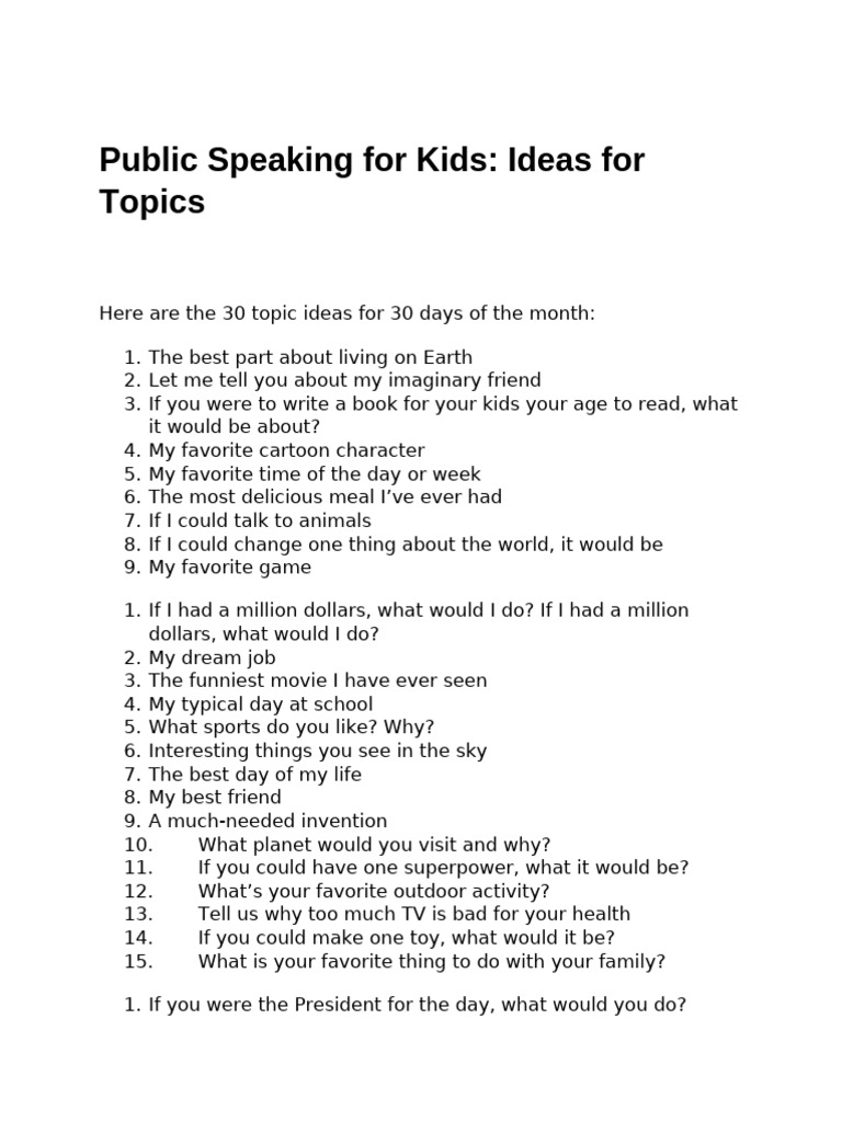 Public Speaking For Kids | PDF