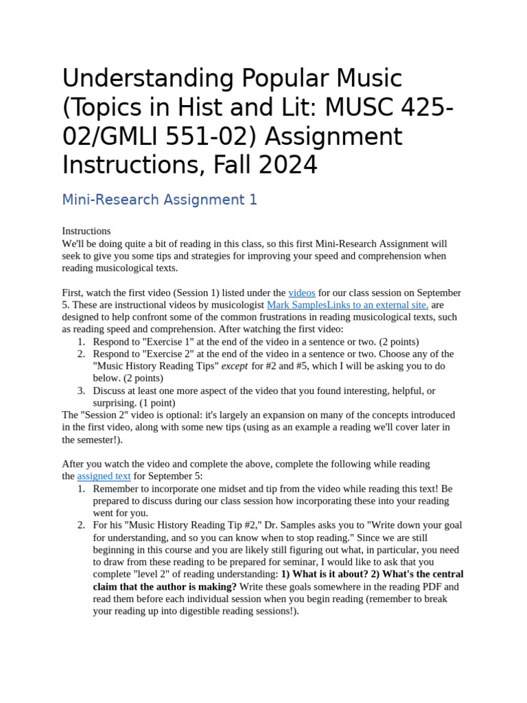 Mini-Research Assignments in Musicology | PDF | Citation | Thesis
