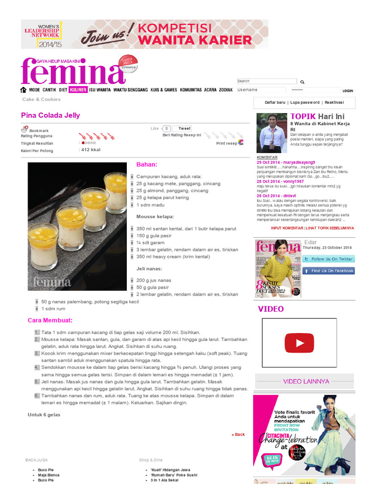 Pina Colada Jelly __ Cake & Cookies __ Resep __ Kuliner __ Femina.co | PDF