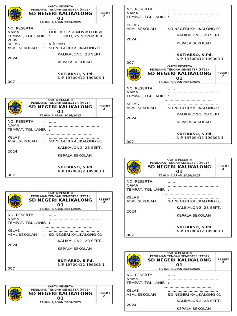 Tanda Peserta PSTS - 1 | PDF