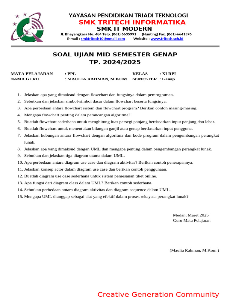 Maulia PPL XI RPL Mid Semester 2025 | PDF