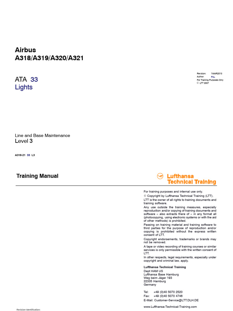 A320 Lighting System Training Manual | PDF | Cockpit | Lighting