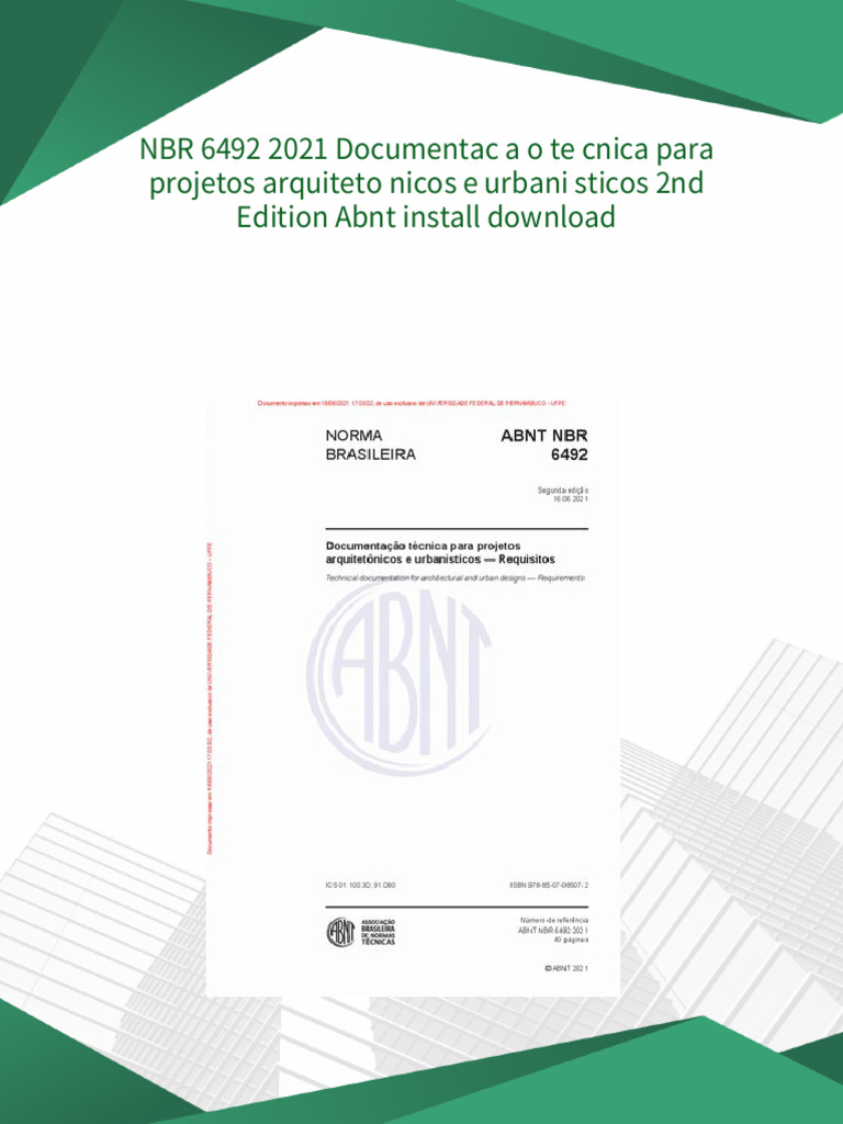 NBR 6492 2021 Documentac A o Te Cnica para Projetos Arquiteto Nicos e Urbani Sticos 2nd Edition ...