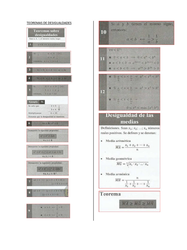Teoremas de Desigualdades | PDF