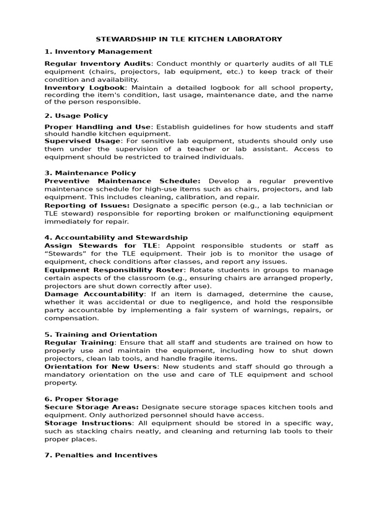 Stewardship in Tle Kitchen Laboratory | PDF | Recycling | Laboratories