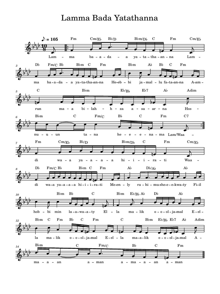 Lamma Bada Yatathanna Misc Traditional Lamma Bada Yatathanna | PDF